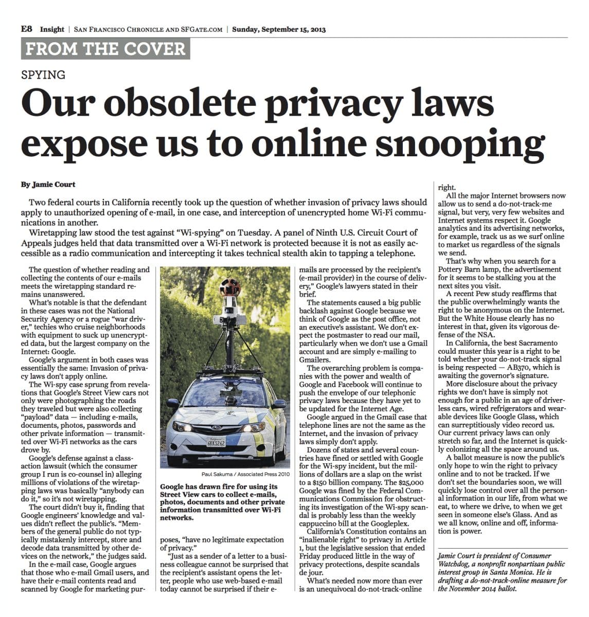 Our online privacy laws expose us to online snooping - Consumer Watchdog